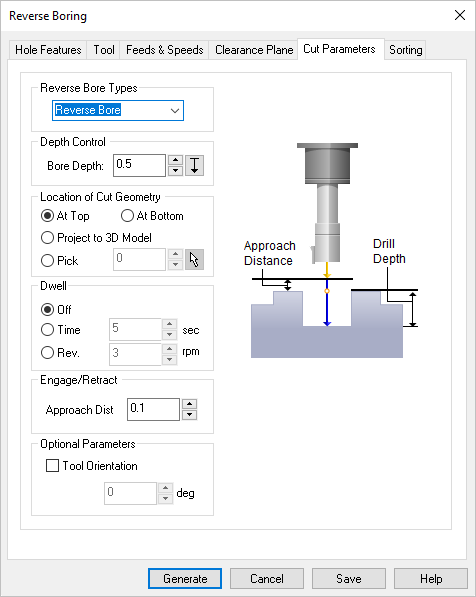 MILL Module > Creating 2½ Hole Making > Reverse Boring