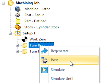 TURN Module > Post Processing Machining Operations