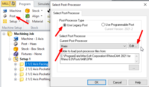 RhinoCAM FAQs > Post-Processing > How to: Add a Tool Change Point
