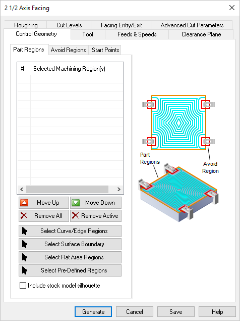 MILL Module > Creating 2½ Axis Operations > Facing > Control Geometry